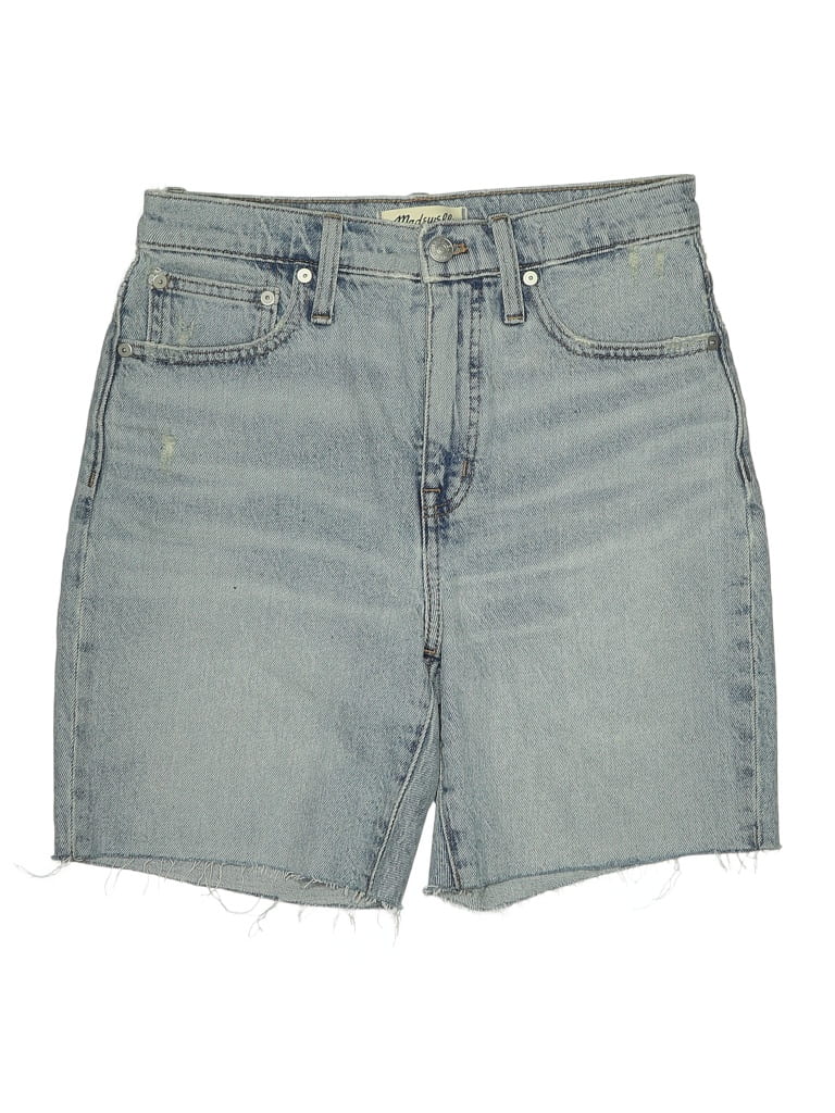 Madewell Solid Blue High-Rise Mid-Length Denim Shorts Woodvale Wash ...