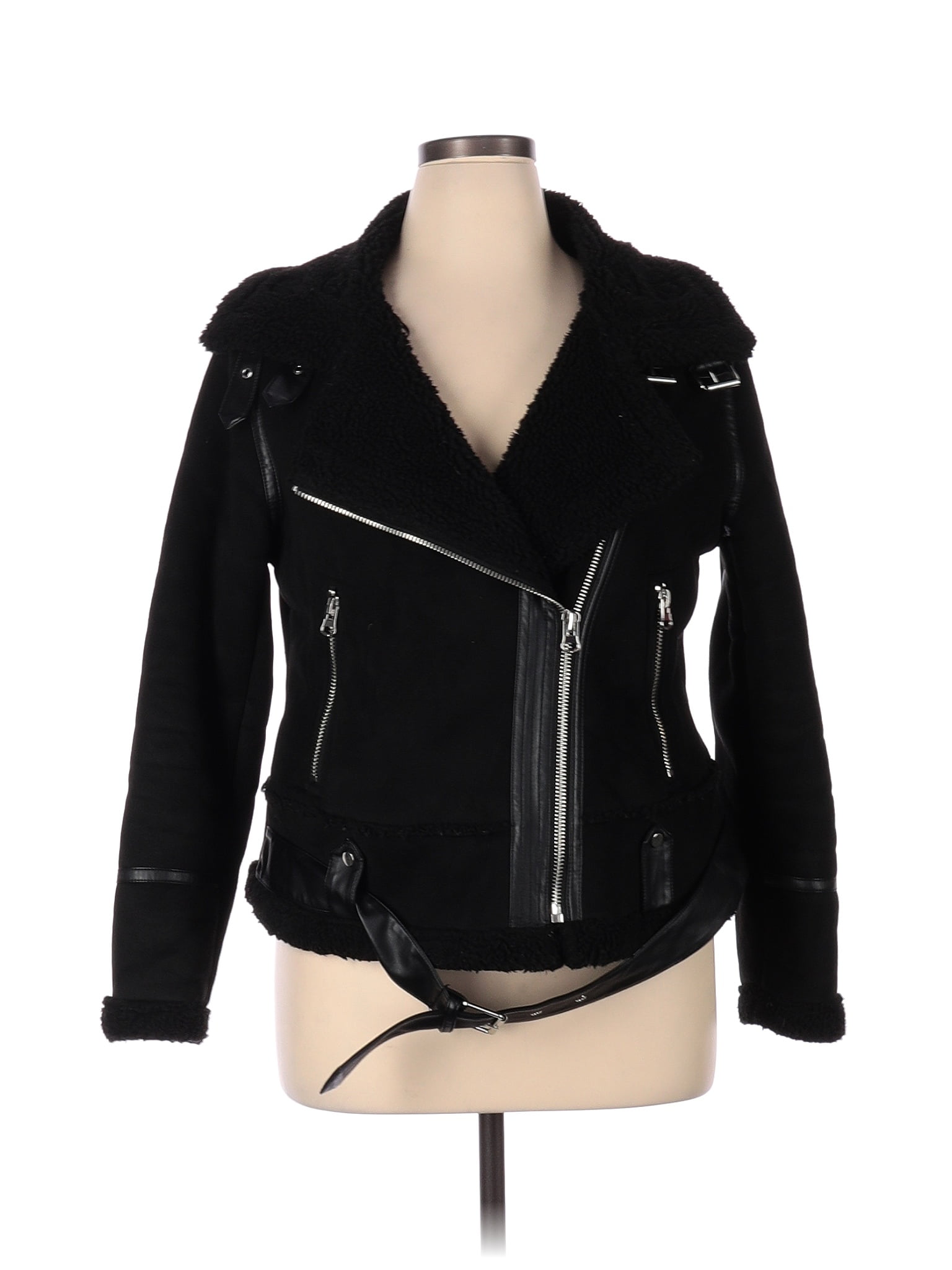 Zara 100 Polyester Solid Black Coat Size Xl 48 Off Thredup