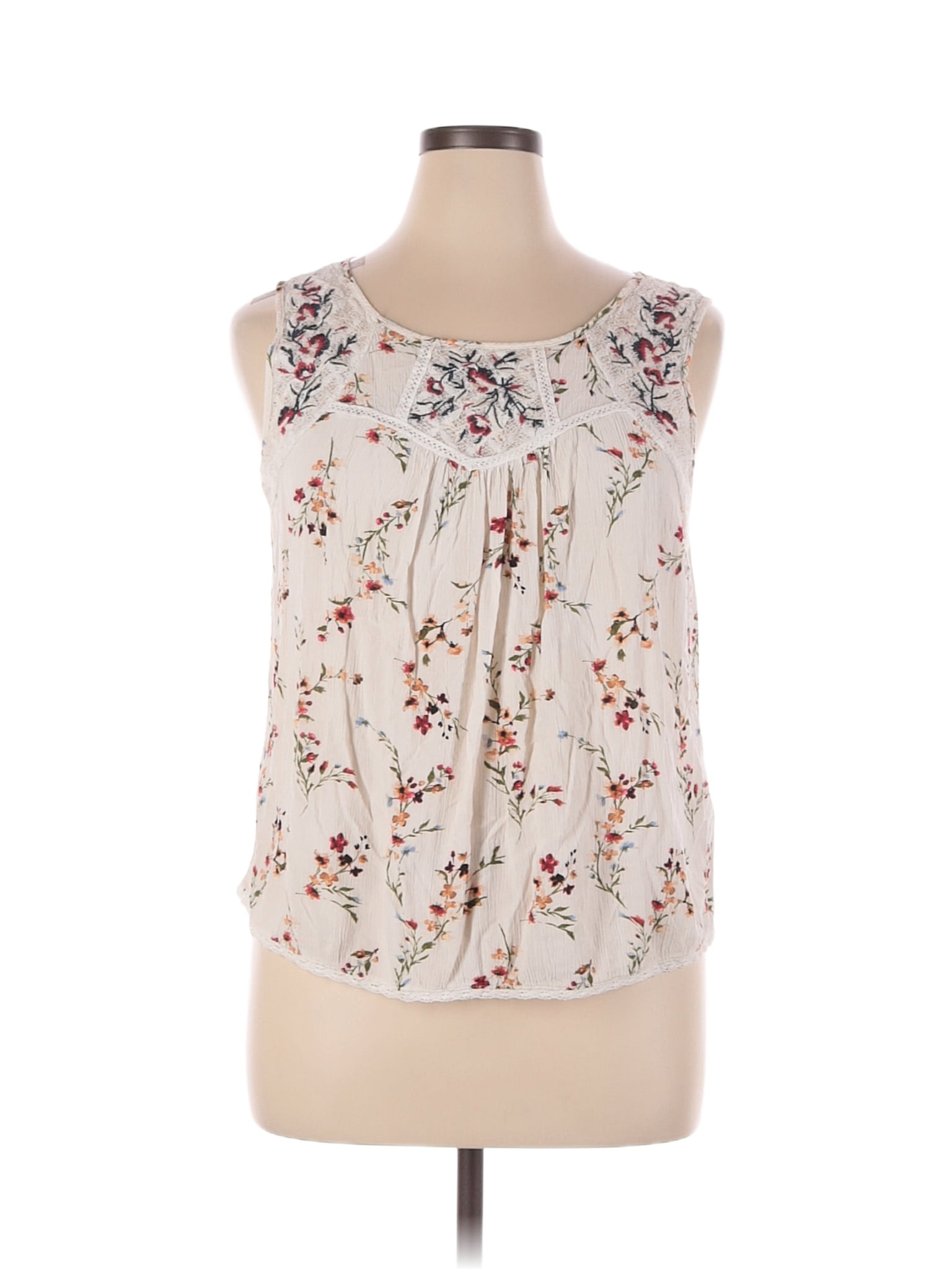 Mason And Belle 100 Rayon Floral White Sleeveless Blouse Size Xxl 64
