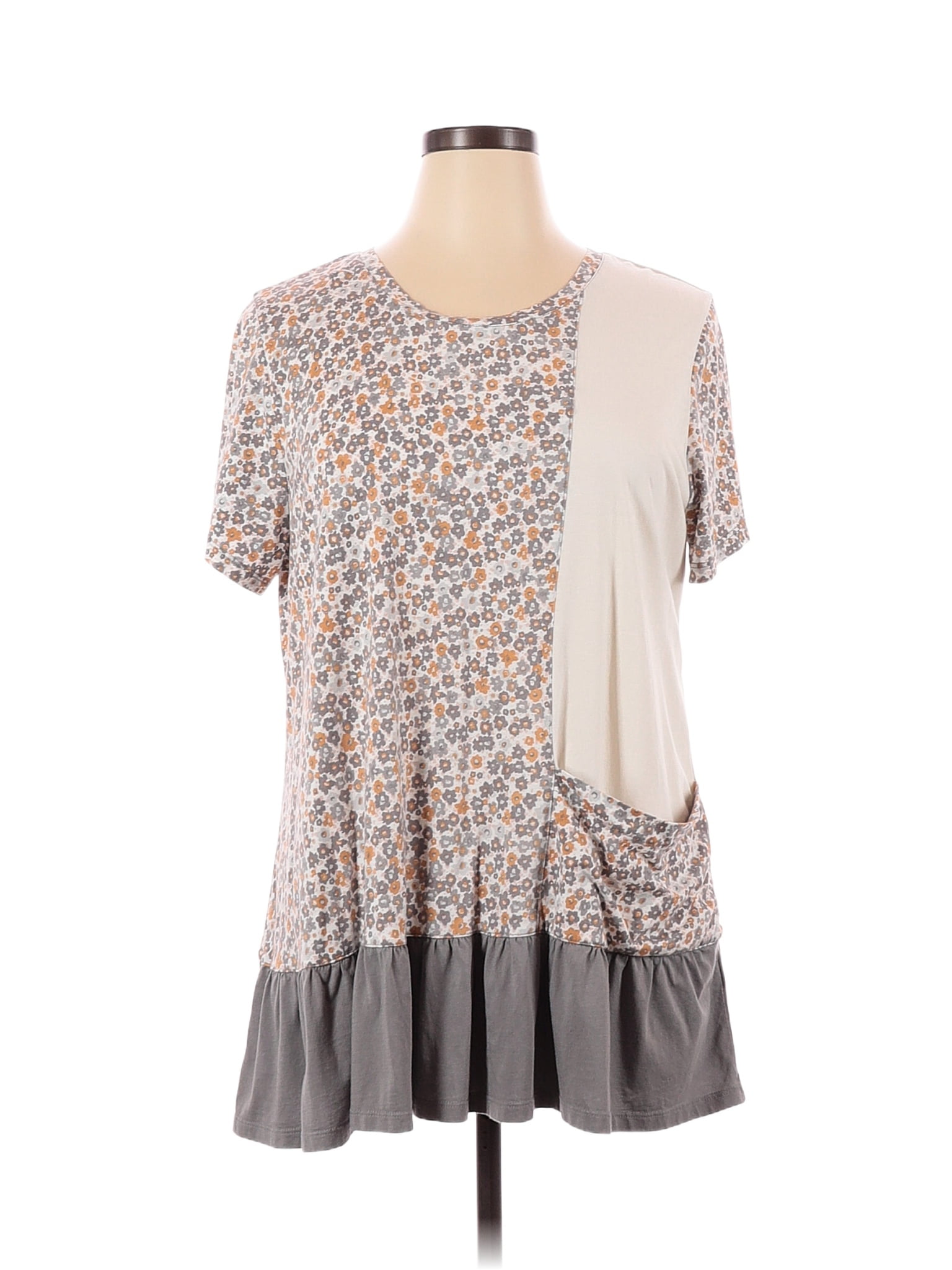 Logo By Lori Goldstein Multi Color Gray Short Sleeve Top Size Xl 70