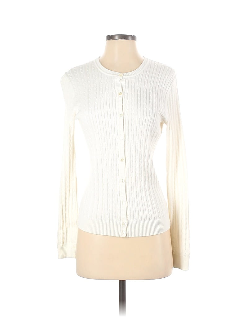Kate Hill Color Block Solid White Cardigan Size S (Petite) - 70% off ...