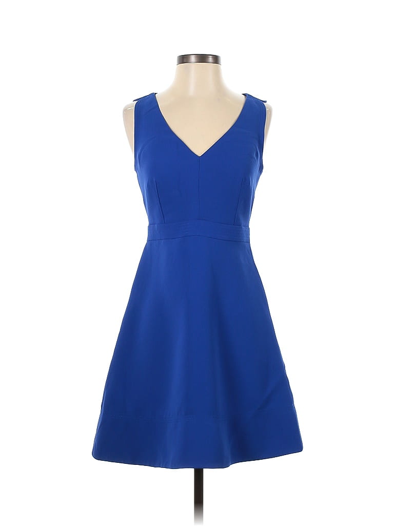 J Crew 100 Polyester Solid Sapphire Blue Cocktail Dress Size 2 78