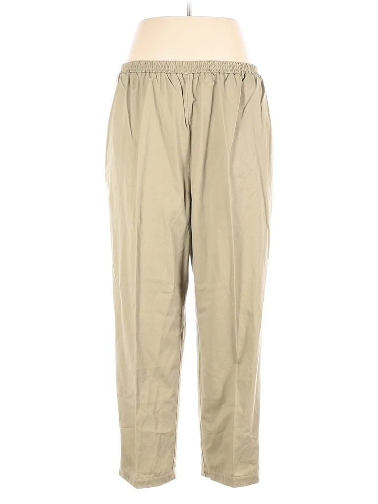 The Quacker Factory 100% Cotton Solid Colored Tan Casual Pants Size 1X ...