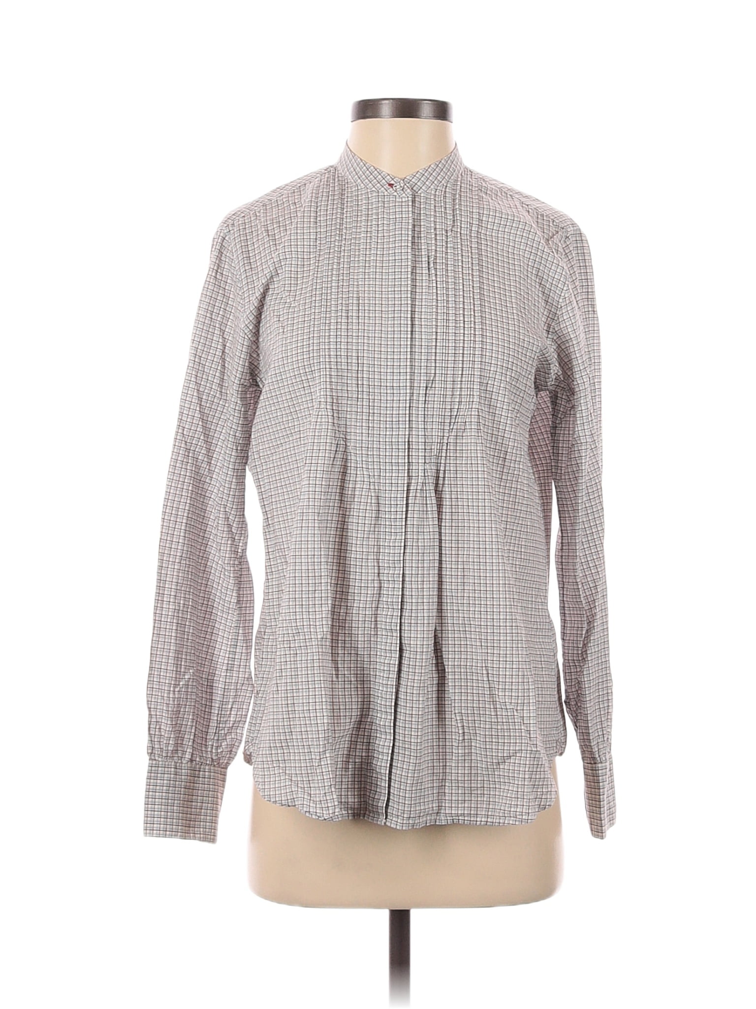 Ines de la Fressange for Uniqlo 100% Cotton Checkered-gingham Gray Long ...