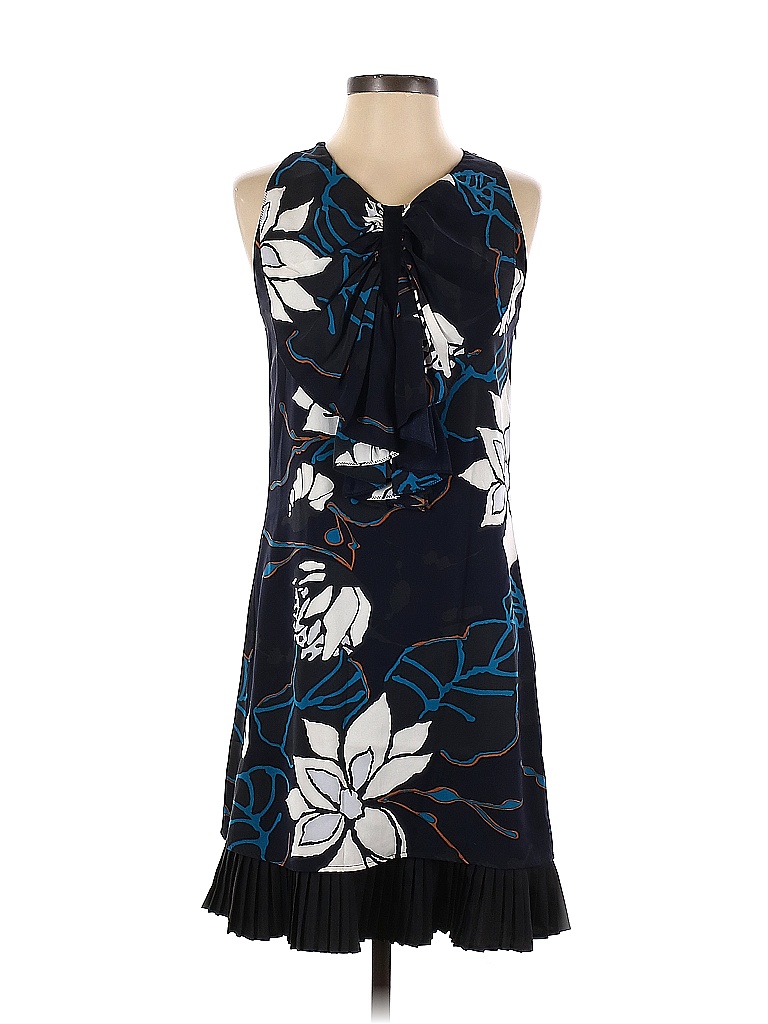 Red Valentino 100 Silk Floral Blue Cocktail Dress Size 2 82 Off