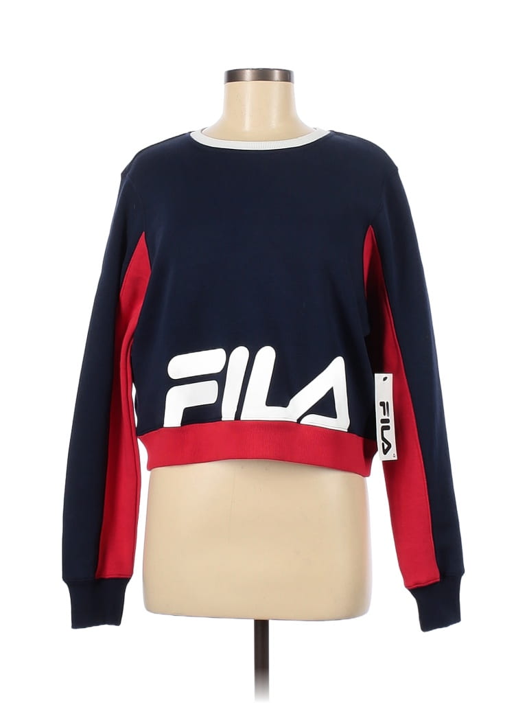 FILA Color Block Graphic Solid Blue Sweatshirt Size M - 59% off | thredUP
