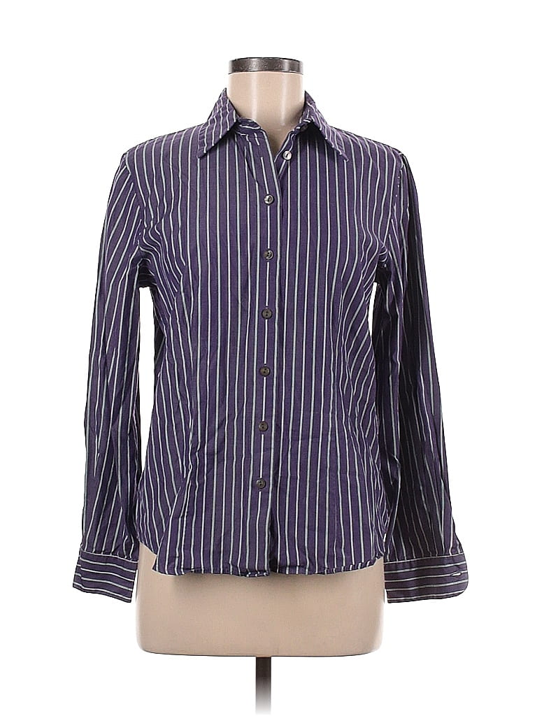 Talbots 100% Cotton Stripes Purple Long Sleeve Button-Down Shirt Size 8 - 80% off | thredUP