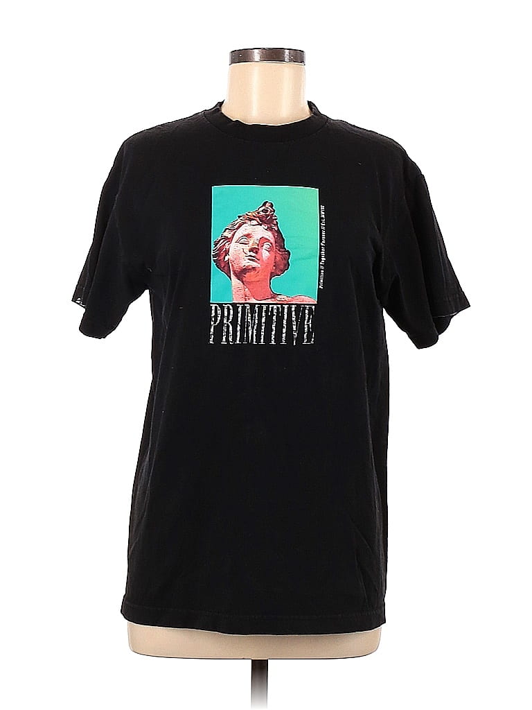 Assorted Brands 100% Cotton Graphic Solid Black Short Sleeve T-Shirt ...