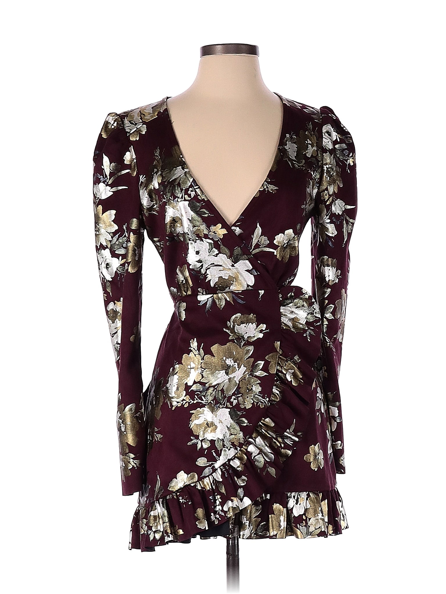 Tularosa 100% Polyester Floral Burgundy Long Sleeve Blouse Size S - 81% ...