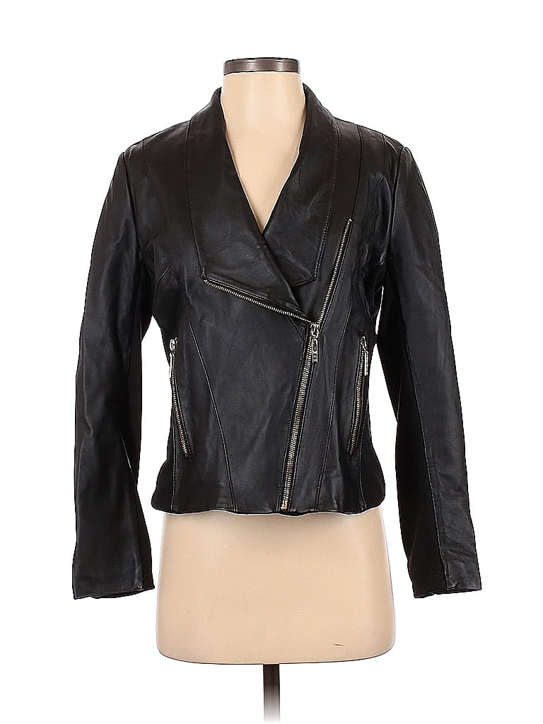 IMAN 100% Leather Solid Black Leather Jacket Size S - 70% off | thredUP