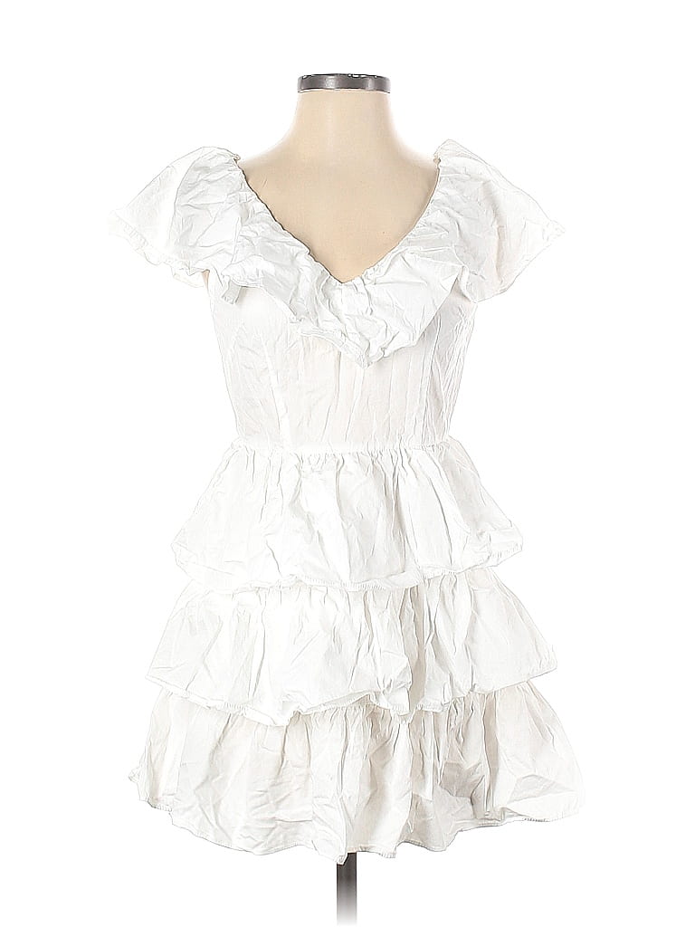A New Day 100 Cotton Solid White Casual Dress Size Xs 43 Off Thredup