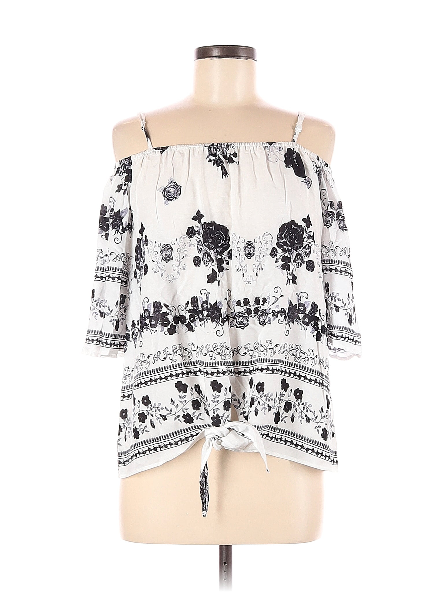 Ganji LA 100% Rayon Ivory White Short Sleeve Blouse Size M - 71% off ...