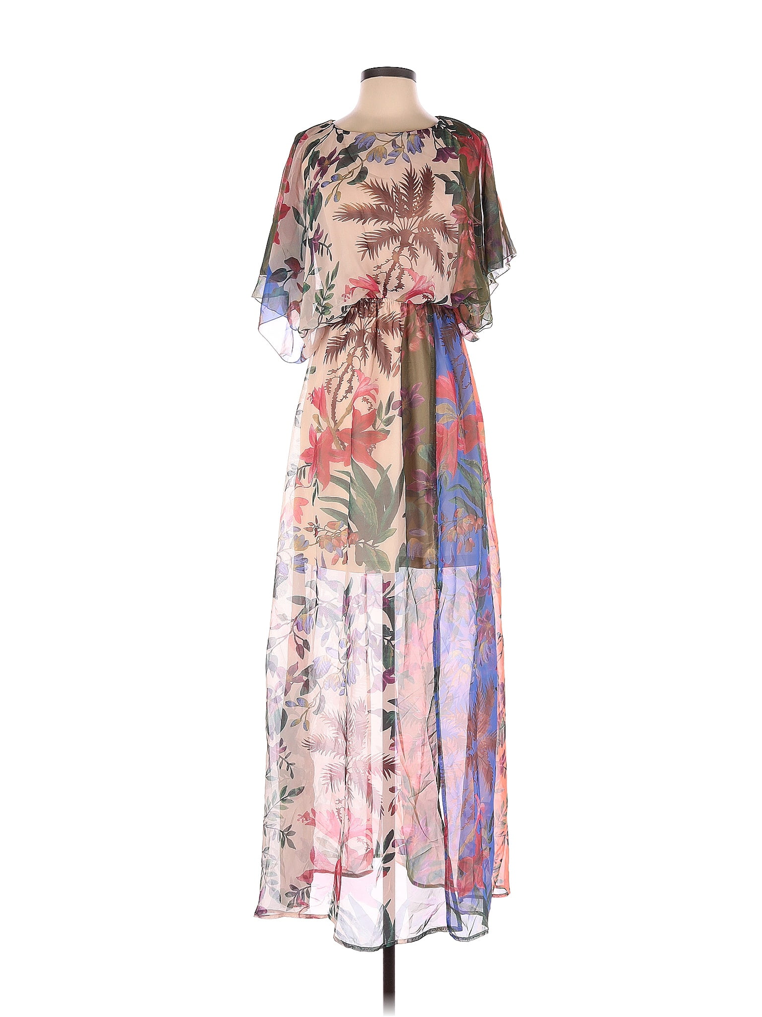Vestique 100% Polyester Floral Multi Color Green Casual Dress Size S ...