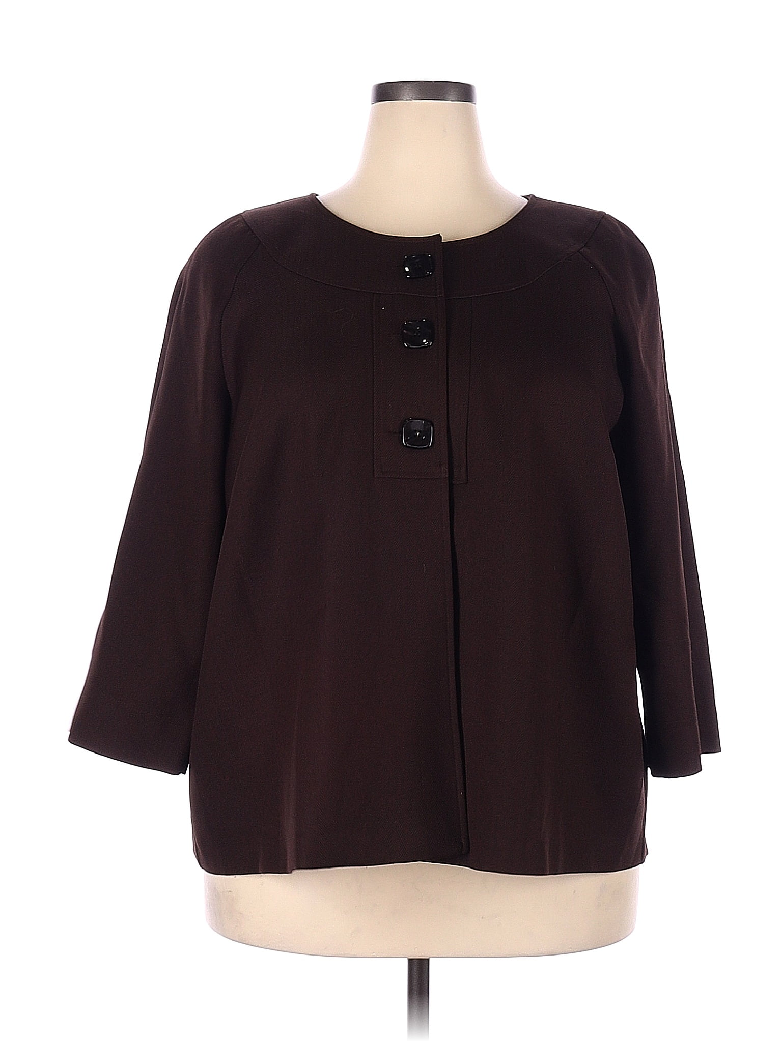 Perceptions 100% Polyester Polka Dots Brown Jacket Size 20 (Plus) - 56% ...