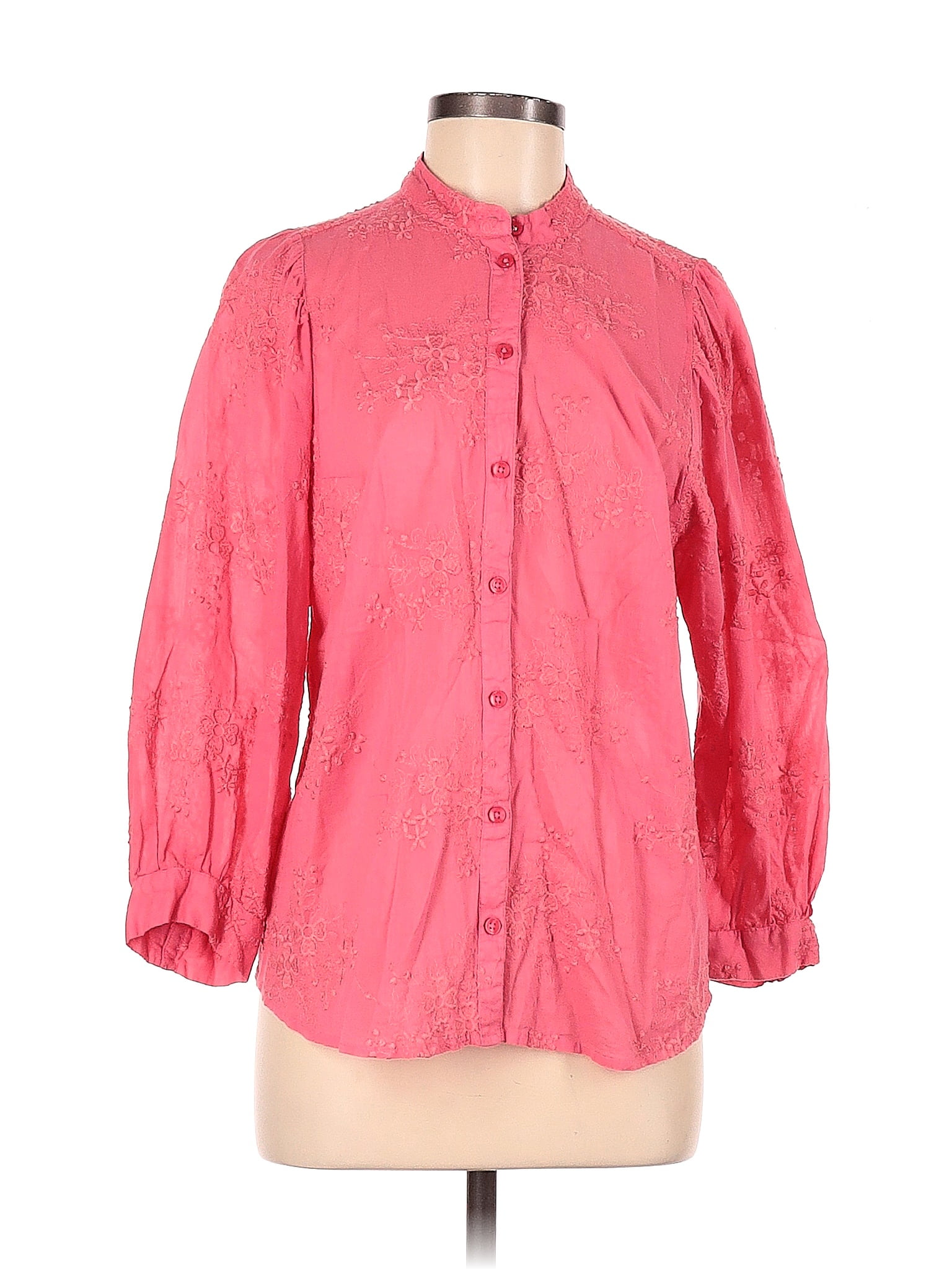 Pilcro 100 Cotton Pink Long Sleeve Blouse Size M 74 Off Thredup