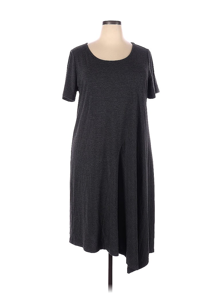 Lane Bryant Solid Black Gray Casual Dress Size 18 - 20 Plus (Plus) - 67 ...