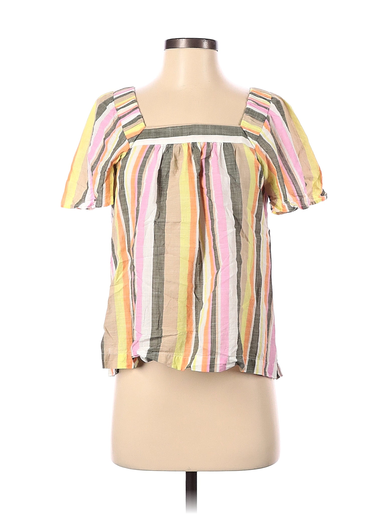 Ann Taylor Loft 100 Cotton Color Block Stripes Multi Color Pink Short