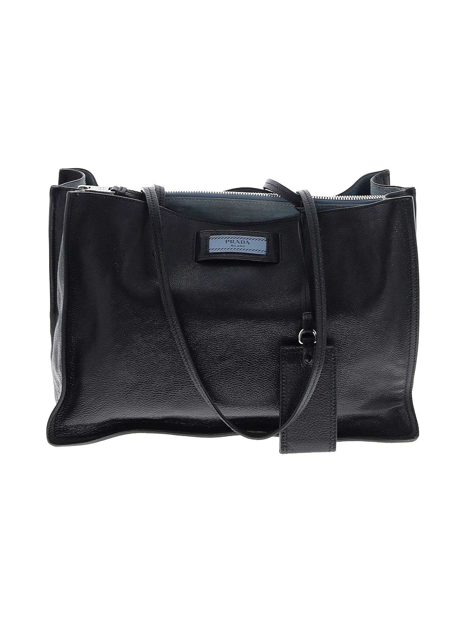 Prada 100% Leather Solid Black Leather Tote One Size - 94% off | ThredUp