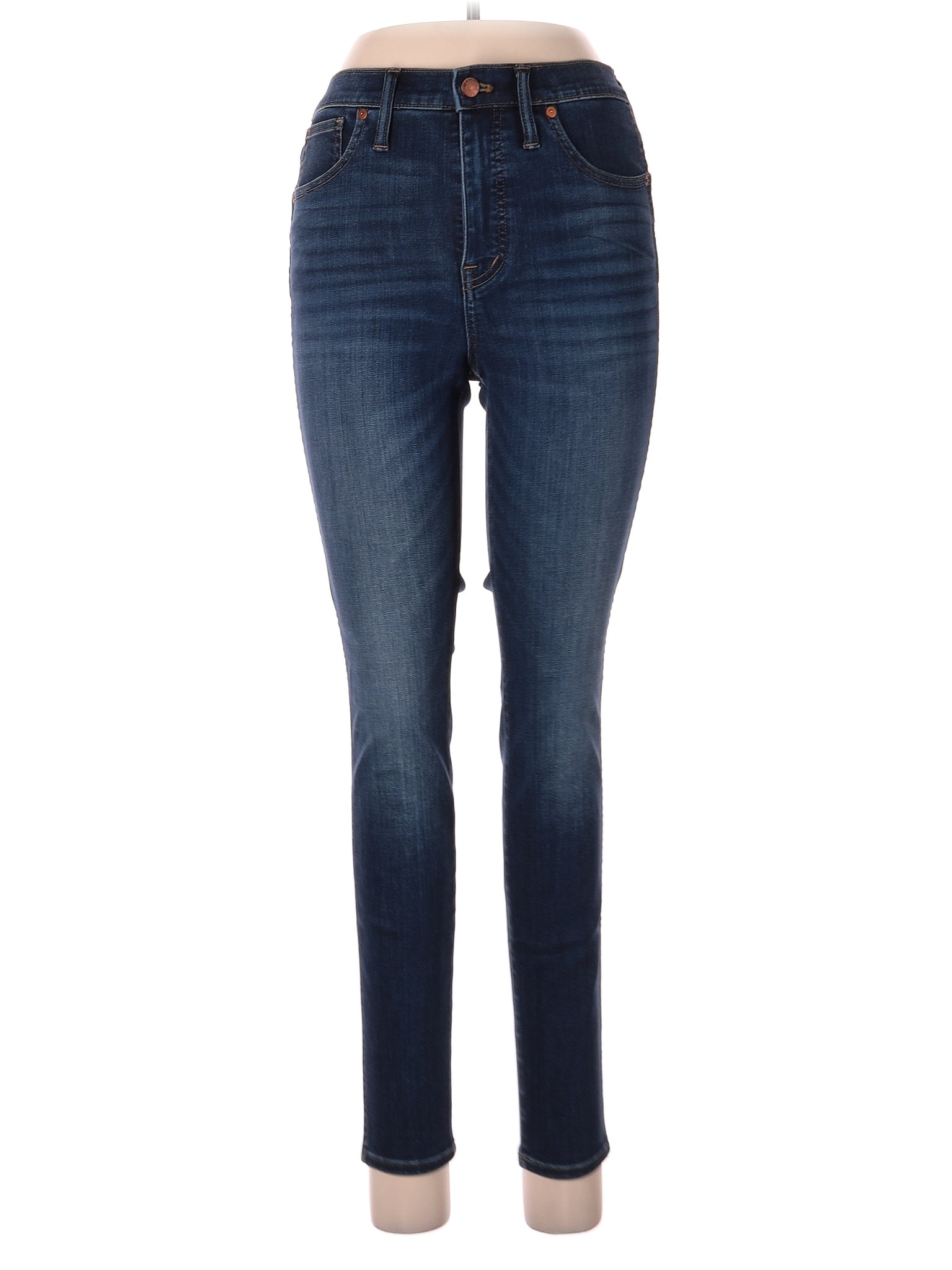 Madewell Solid Blue 10" High-Rise Skinny Jeans in Danny Wash: TENCEL ...