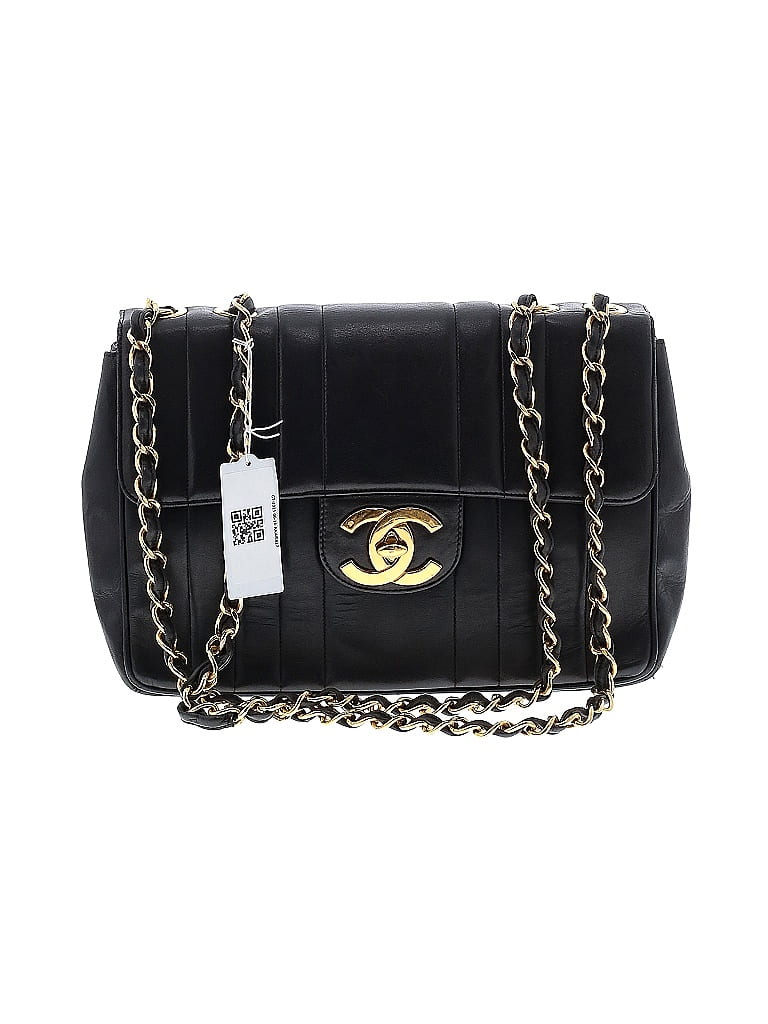 Chanel 100% Calf Leather Solid Black Leather Jumbo XL Single Flap ...