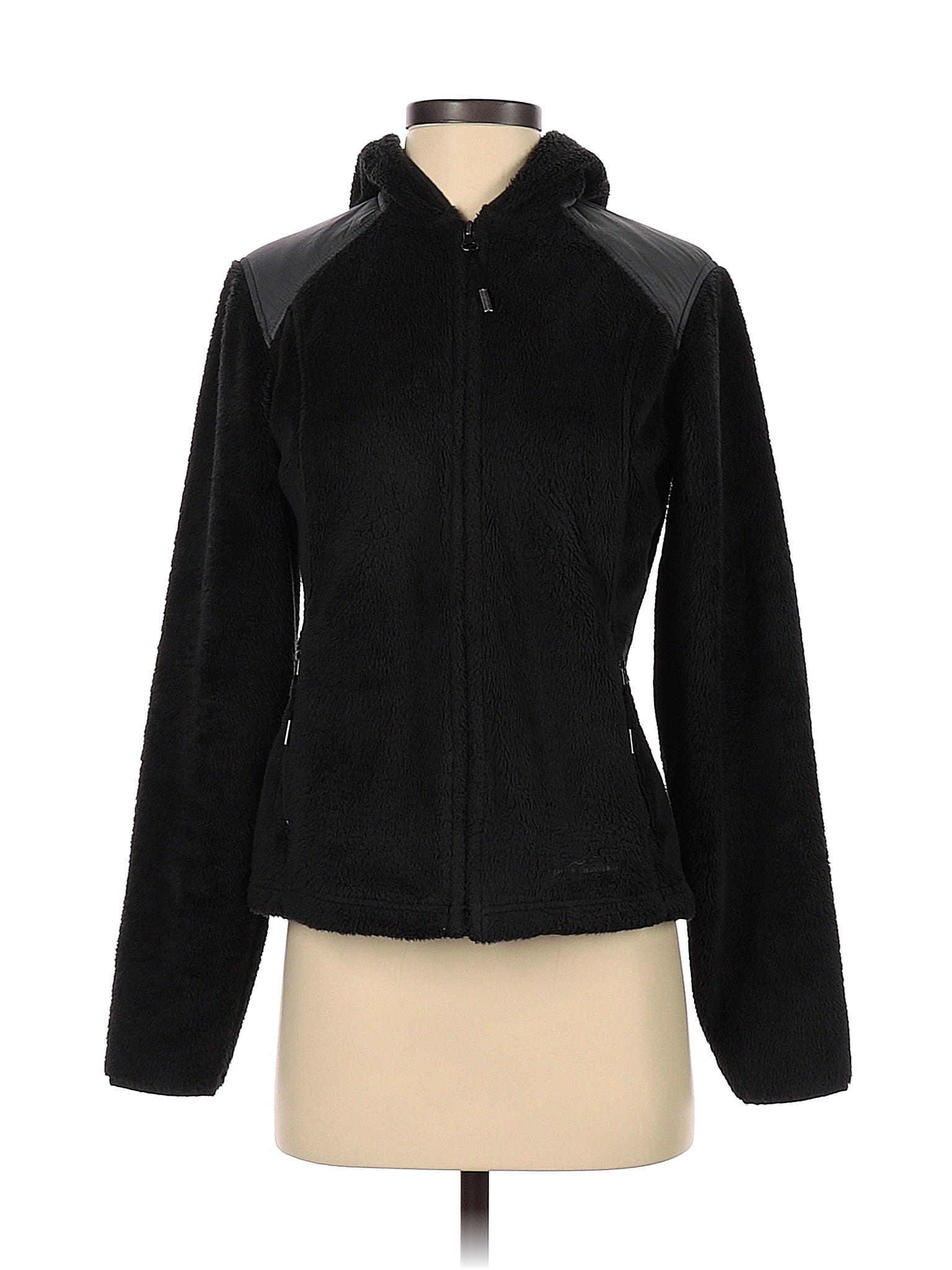 Eddie Bauer 100% Polyester Solid Black Gray Faux Fur Jacket Size XS - 77% off | thredUP