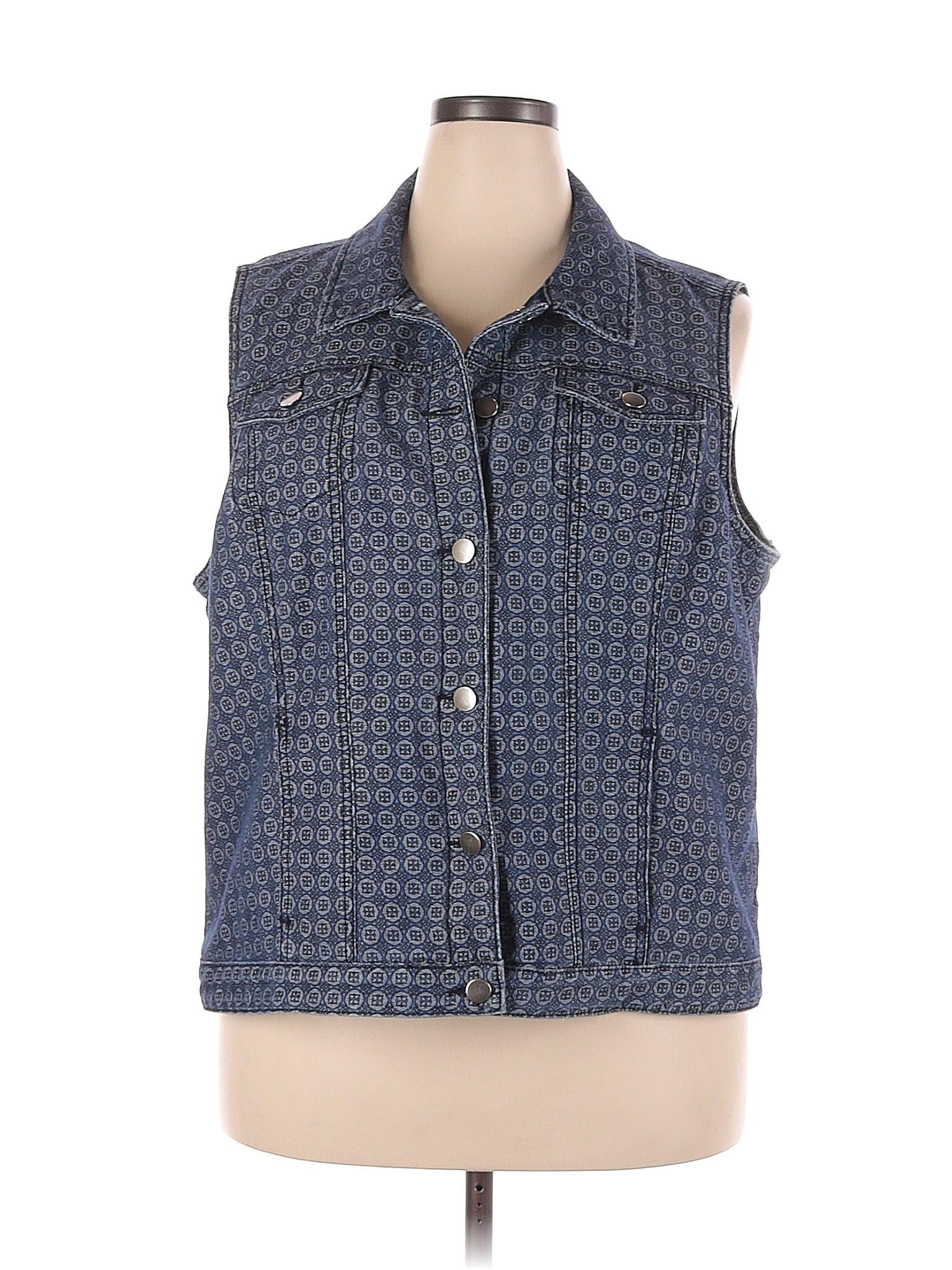 Cj Banks Polka Dots Blue Denim Jacket Size 2X (Plus) - 70% off | thredUP