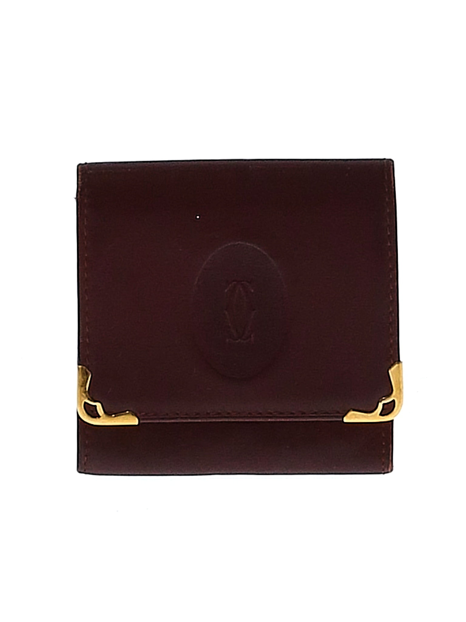 Cartier 100% Leather Solid Maroon Burgundy Leather Coin Purse One Size ...