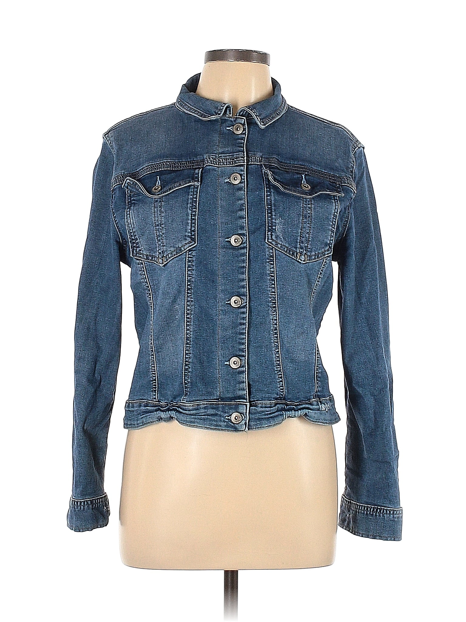 Assorted Brands Solid Blue Denim Jacket Size L 51 Off Thredup