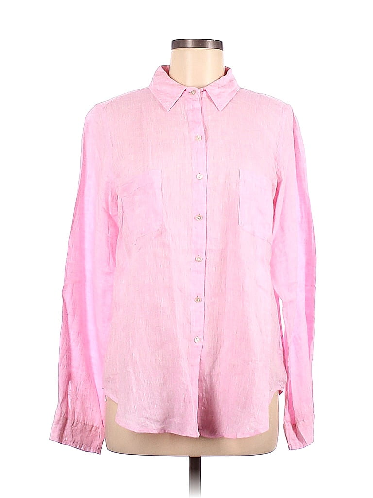 Lilly Pulitzer 100% Linen Checkered-gingham Pink Long Sleeve Button-Down Shirt Size M - 66% off ...