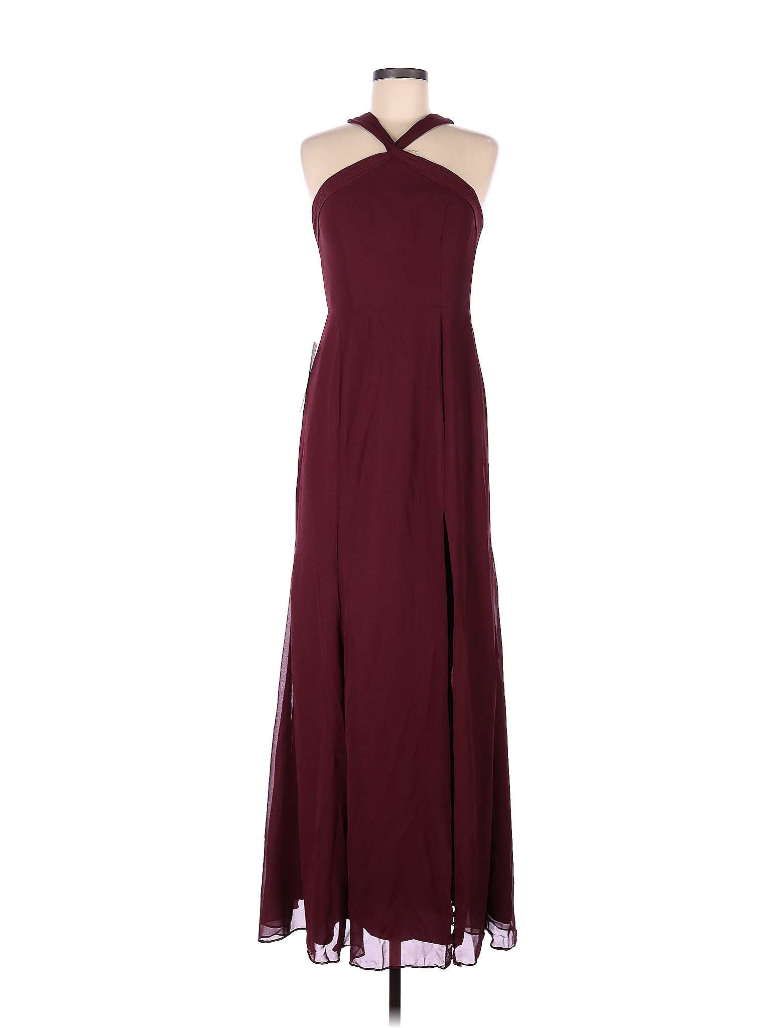 Azazie 100 Polyester Solid Maroon Burgundy Cocktail Dress Size 6 77