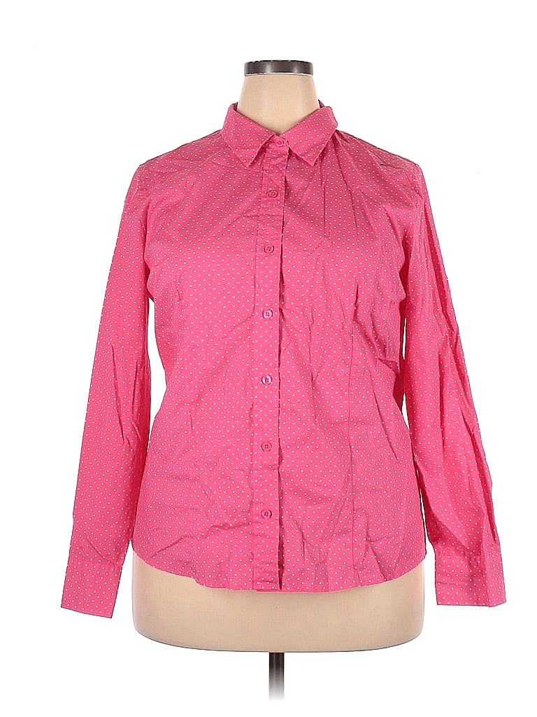 Basic Editions Polka Dots Pink Long Sleeve Button-Down Shirt Size XXL - 47% off | thredUP