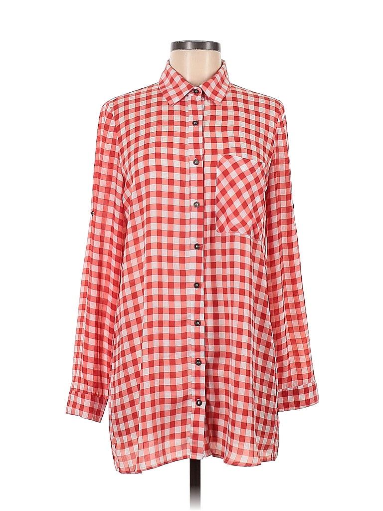 Ya Los Angeles Checkered-gingham Houndstooth Plaid Red Long Sleeve ...