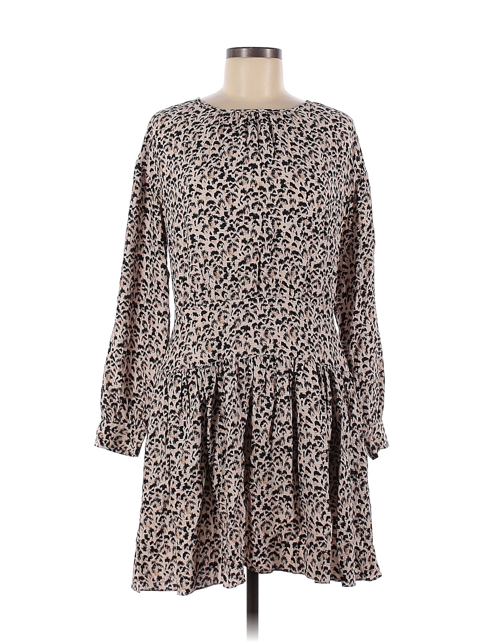 Rebecca Taylor 100% Silk Leopard Print Tortoise Animal Print Brown Long ...