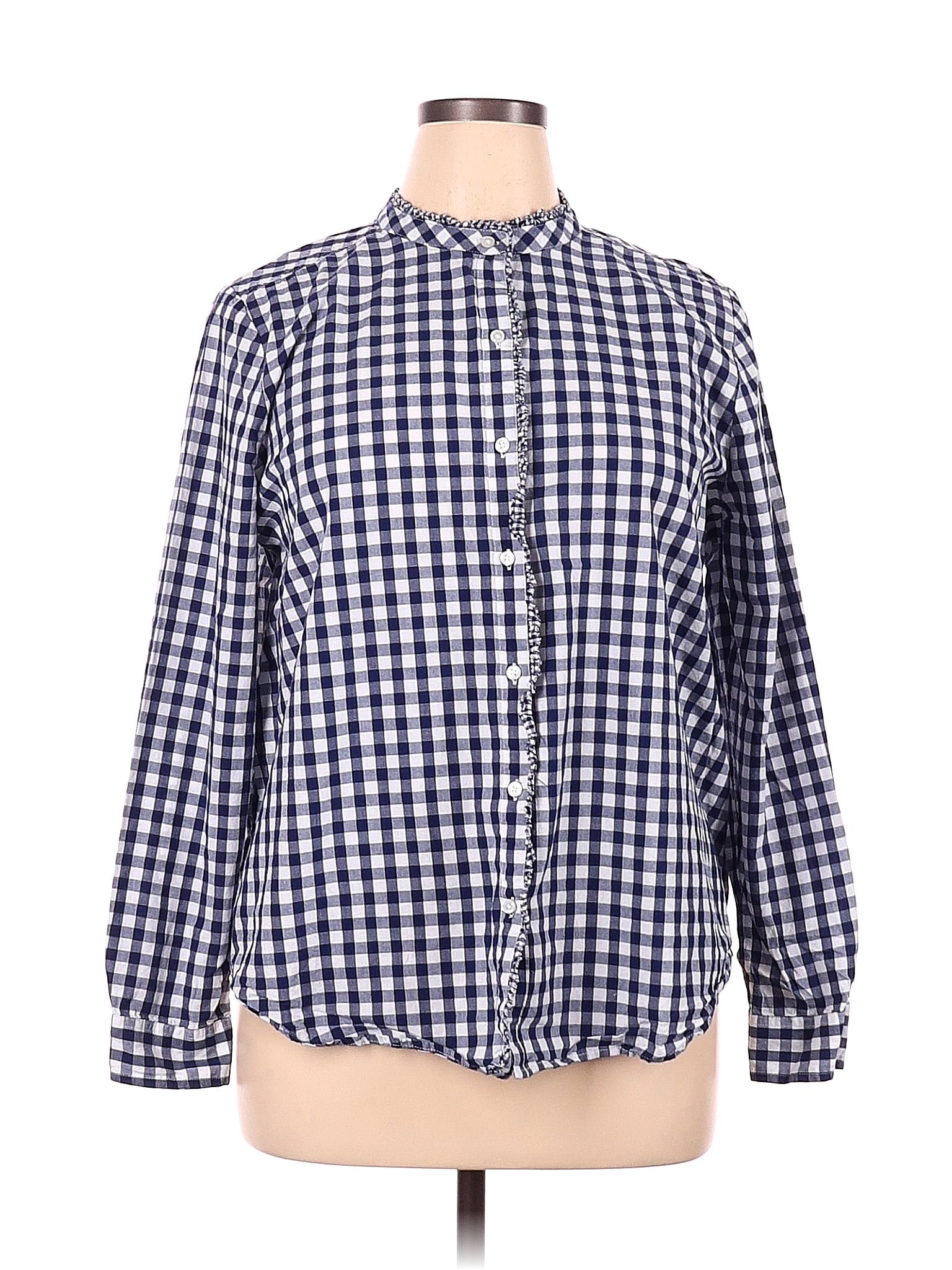 Lucky Brand 100% Cotton Checkered-gingham Multi Color Blue Long Sleeve Button-Down Shirt Size XL ...
