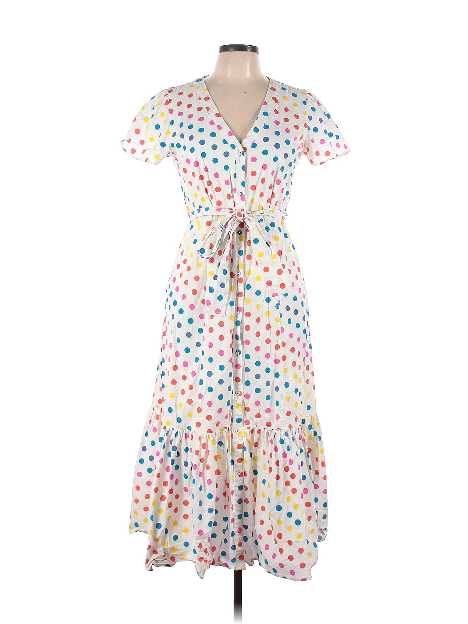 Color Me Courtney Polka Dots Multi Color White Dipping Dot Minnie Dress ...