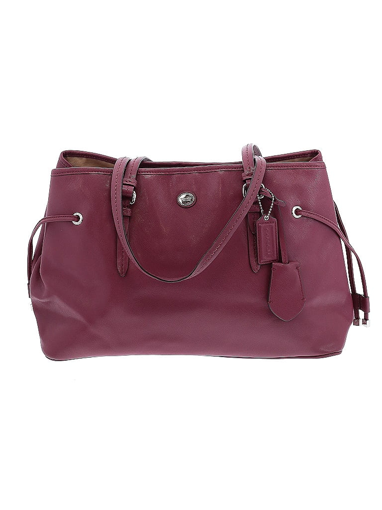 Coach Factory 100% Leather Solid Maroon Purple Leather Tote One Size ...