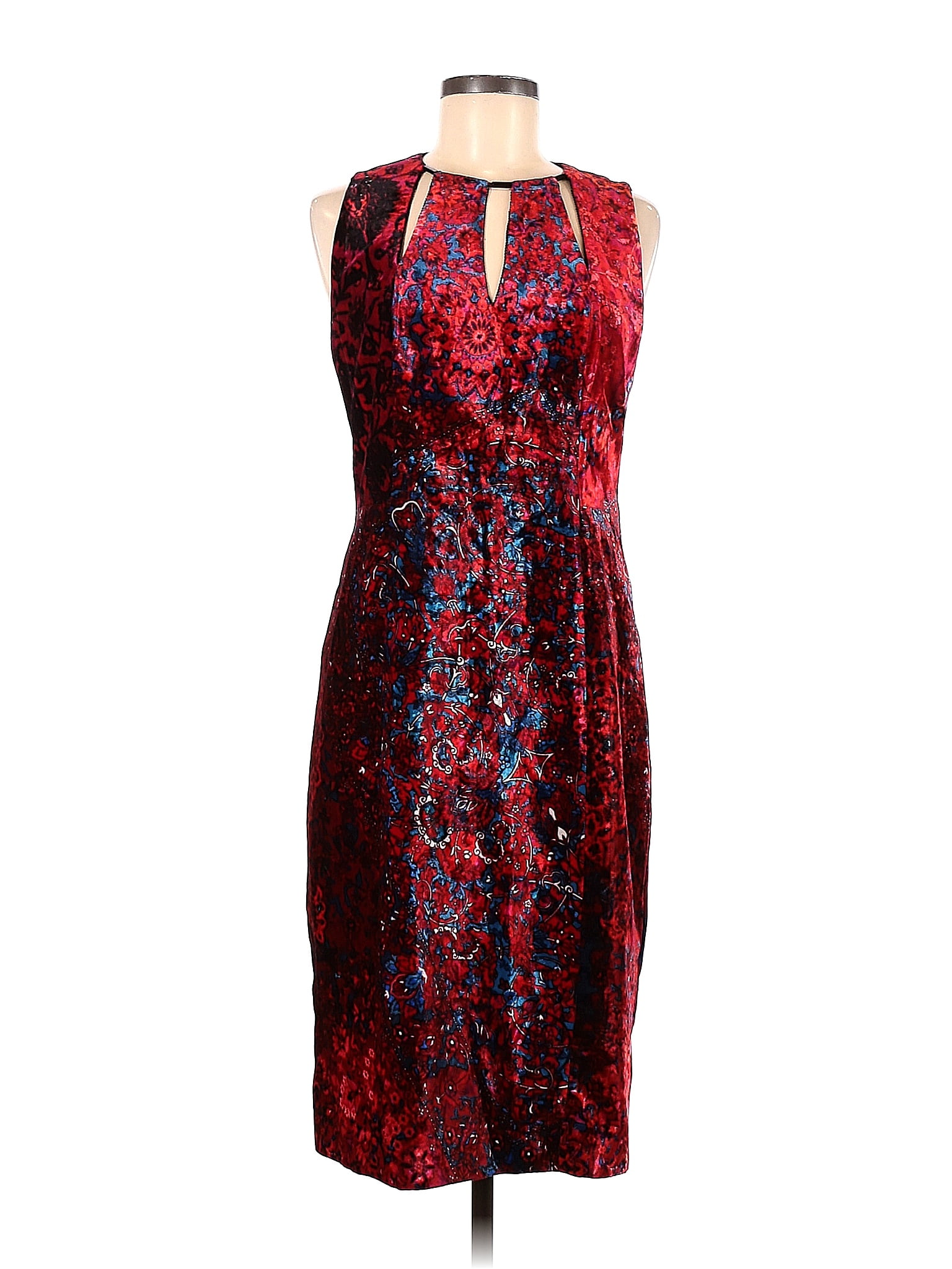 Elie Tahari Multi Color Burgundy Casual Dress Size 6 85 Off Thredup