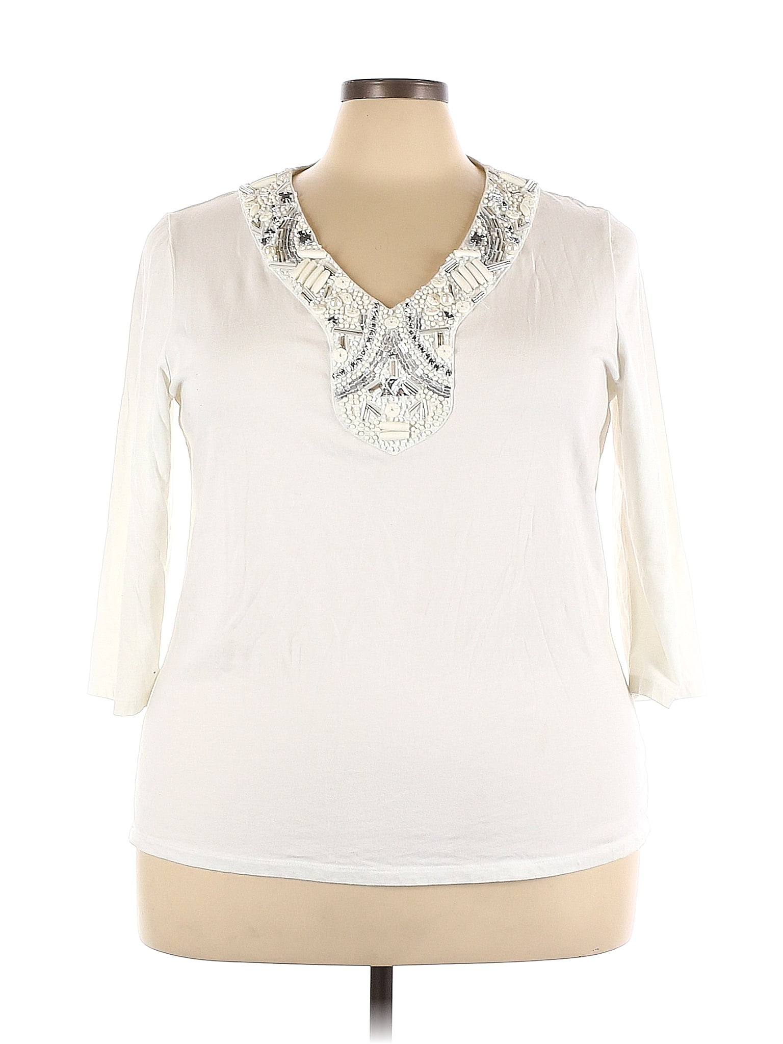 JM Collection White Ivory Long Sleeve Top Size 3X (Plus) - 55% off ...