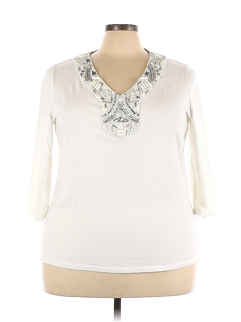 JM Collection White Ivory Long Sleeve Top Size 3X (Plus) - 55% off ...