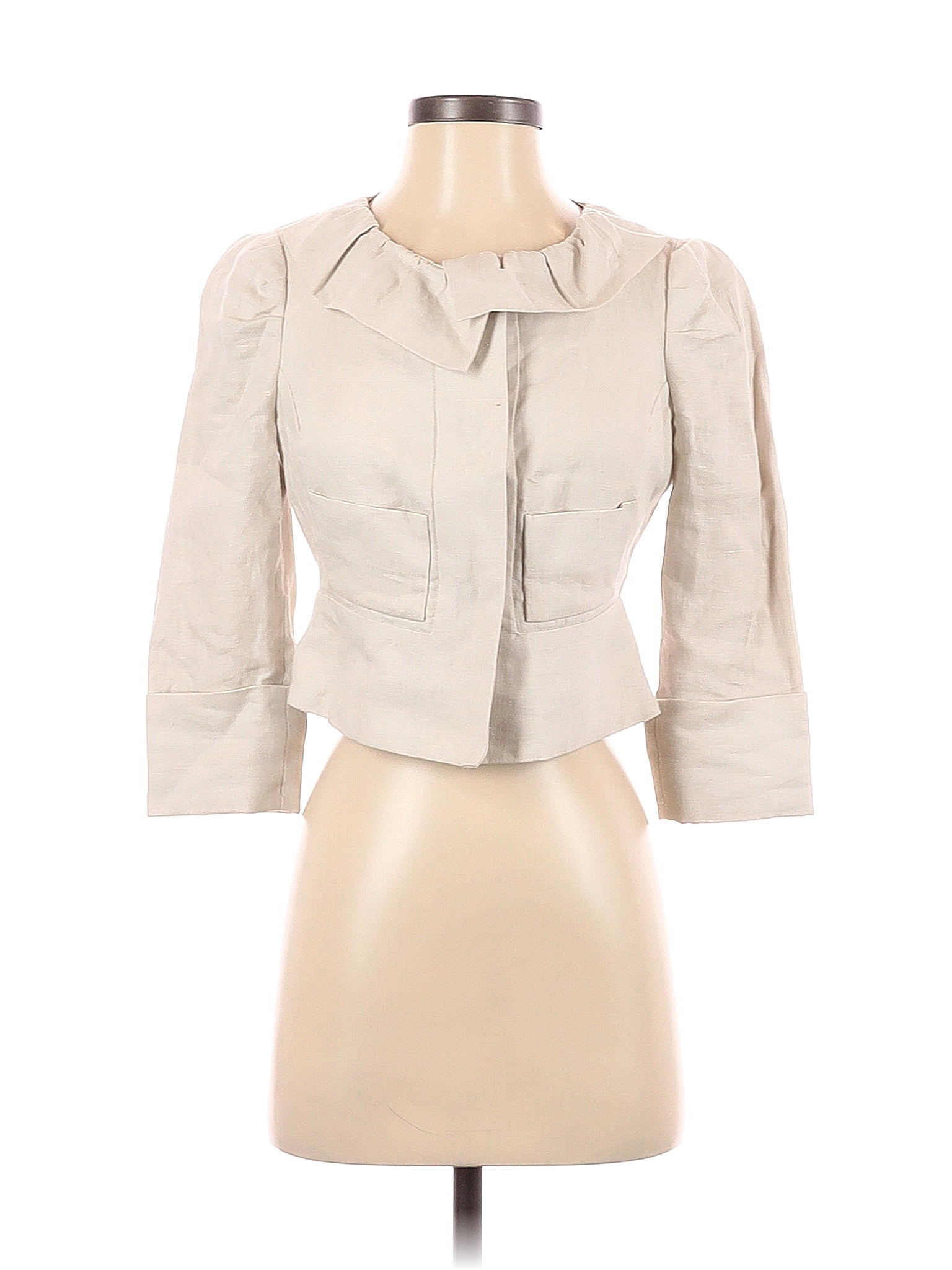 Elevenses 100% Linen Solid Ivory Tan Jacket Size 0 (Petite) - 77% off ...