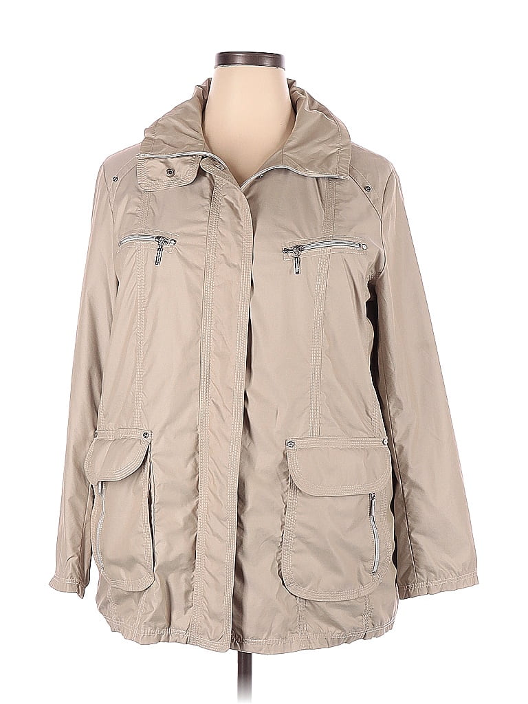 Assorted Brands Solid Tan Jacket Size 18 (Plus) - 62% off | thredUP