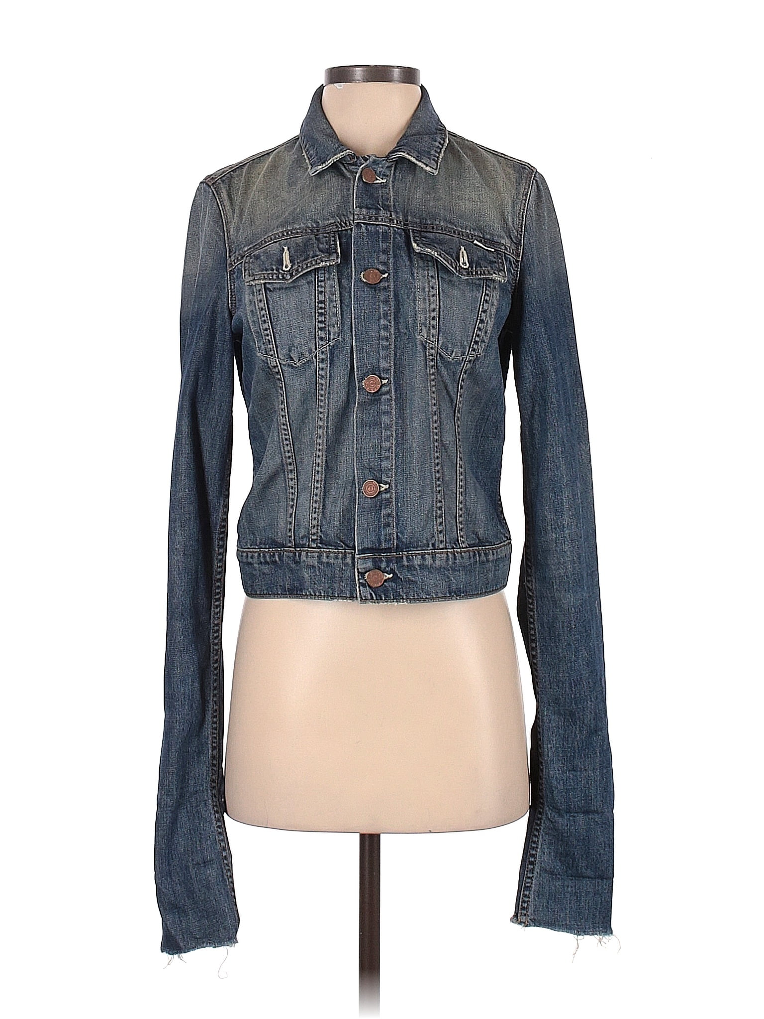 Mother Solid Blue Denim Jacket Size S - 79% off | thredUP