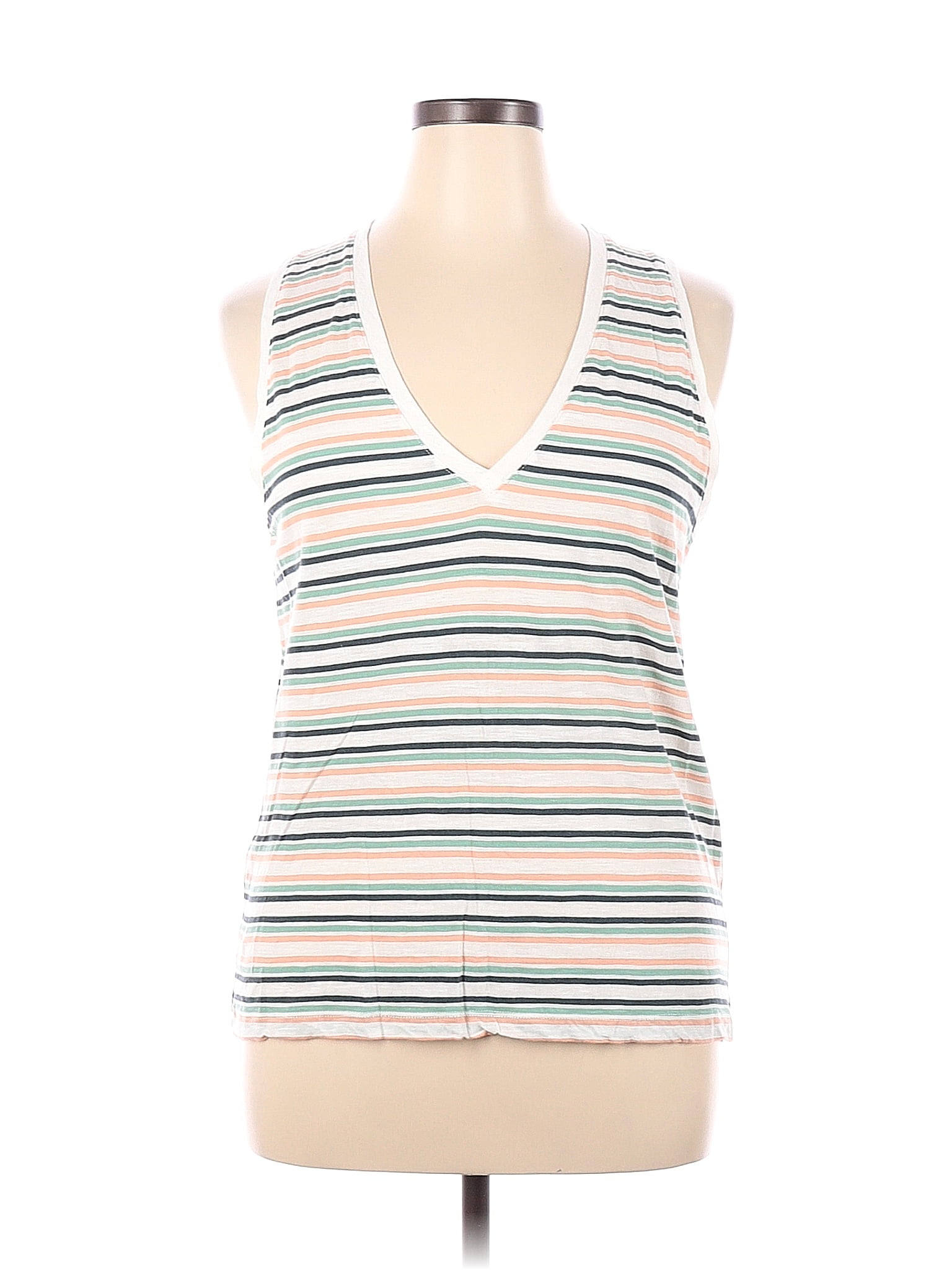 Madewell 100 Cotton Stripes Ivory Sleeveless T Shirt Size Xl 70 Off
