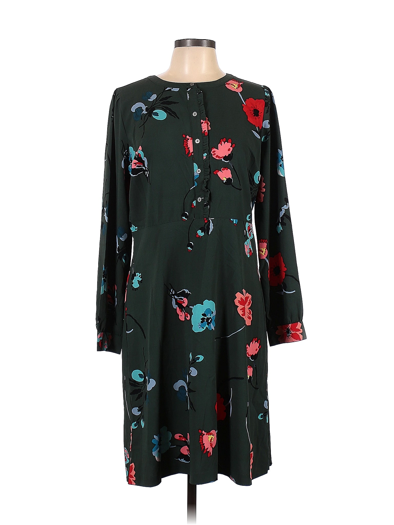Ann Taylor Loft Floral Green Teal Casual Dress Size 12 60 Off Thredup