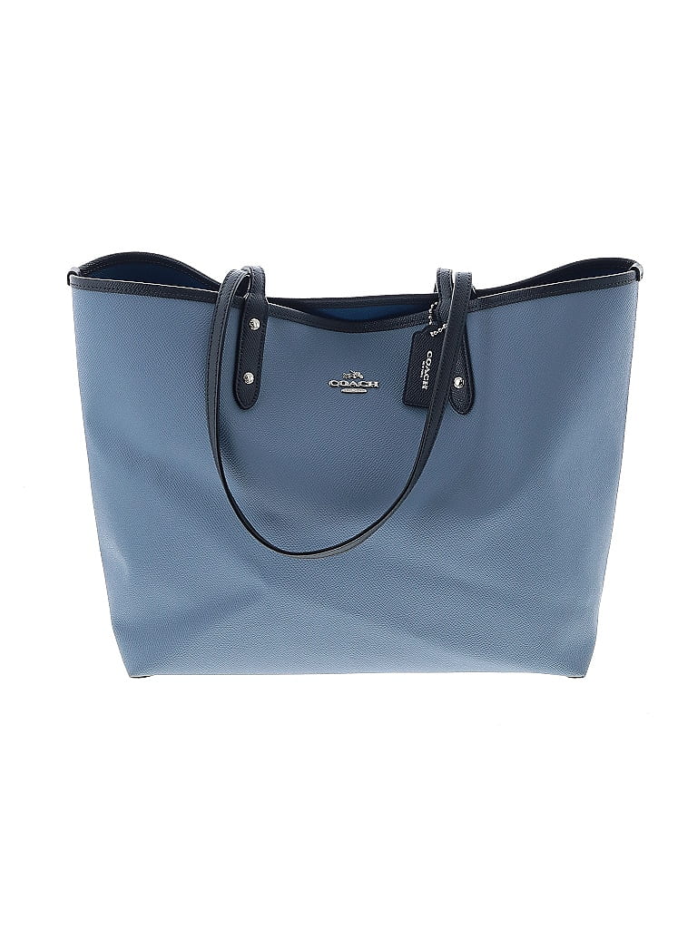 Coach Solid Blue Leather Tote One Size - 76% off | thredUP