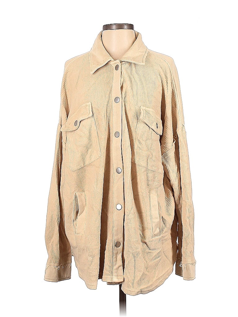 Arula 100% Cotton Solid Tan Jacket Size 1X (Plus) - 70% off | thredUP