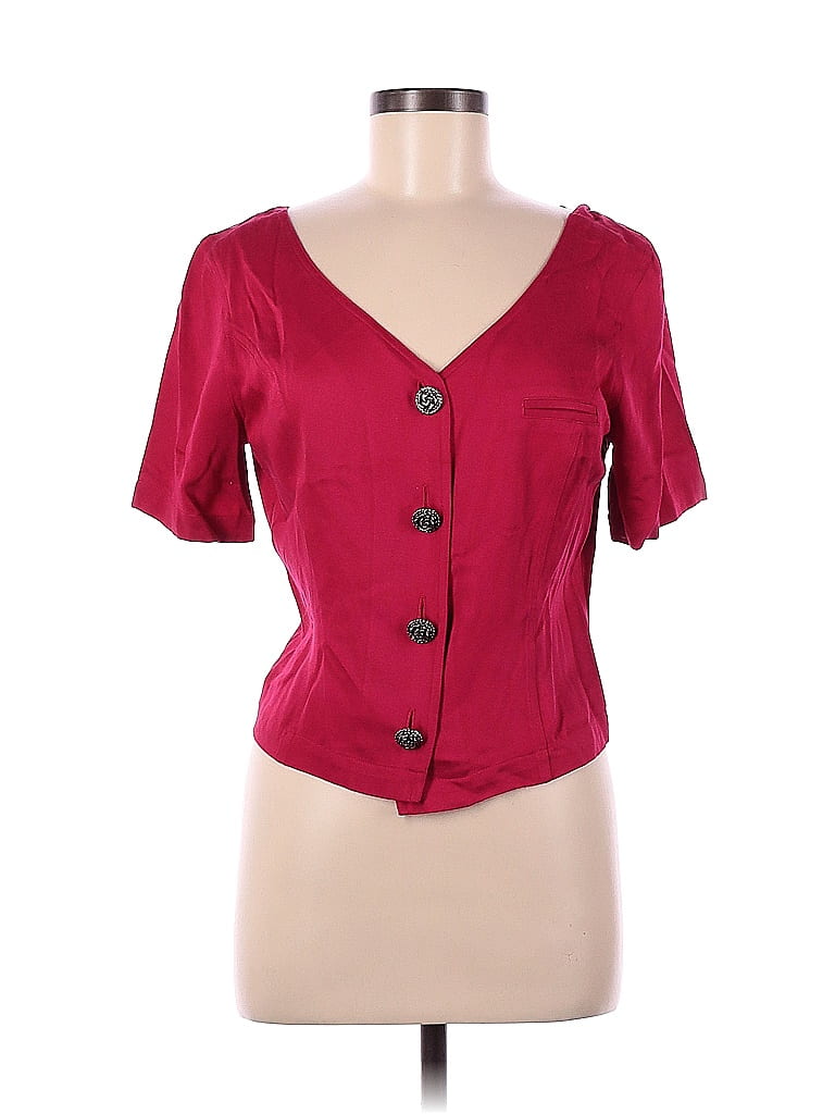 Together 100 Rayon Solid Red Short Sleeve Blouse Size 6 48 Off