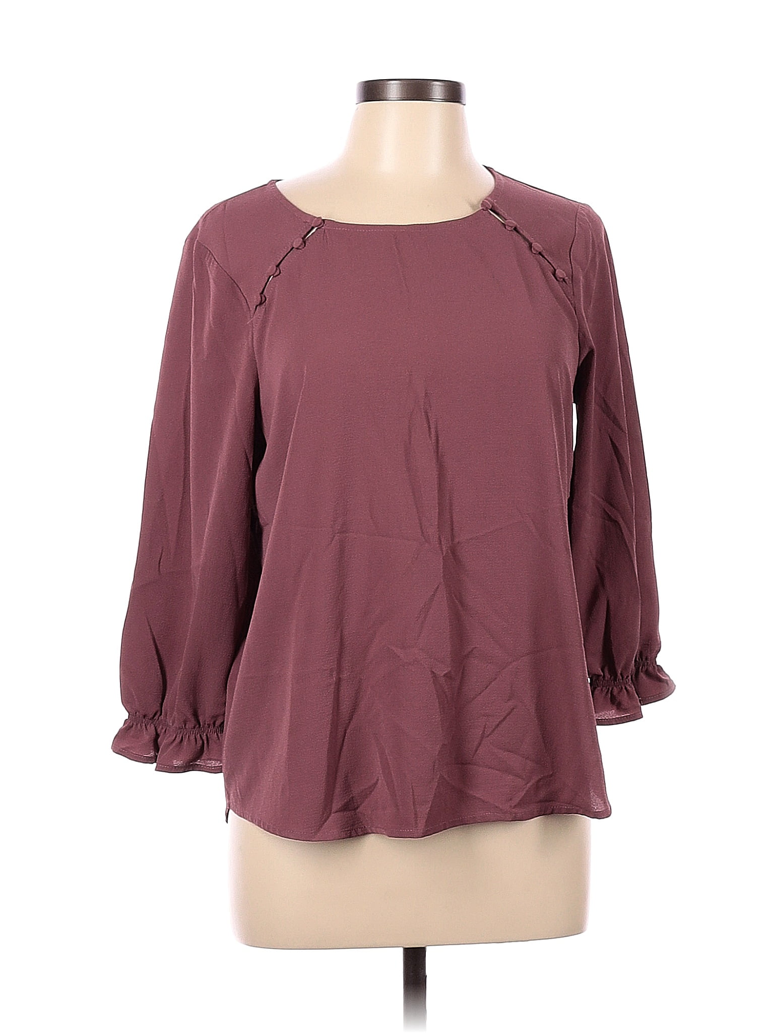 OLM Pink Long Sleeve Blouse Size L - 52% off | ThredUp