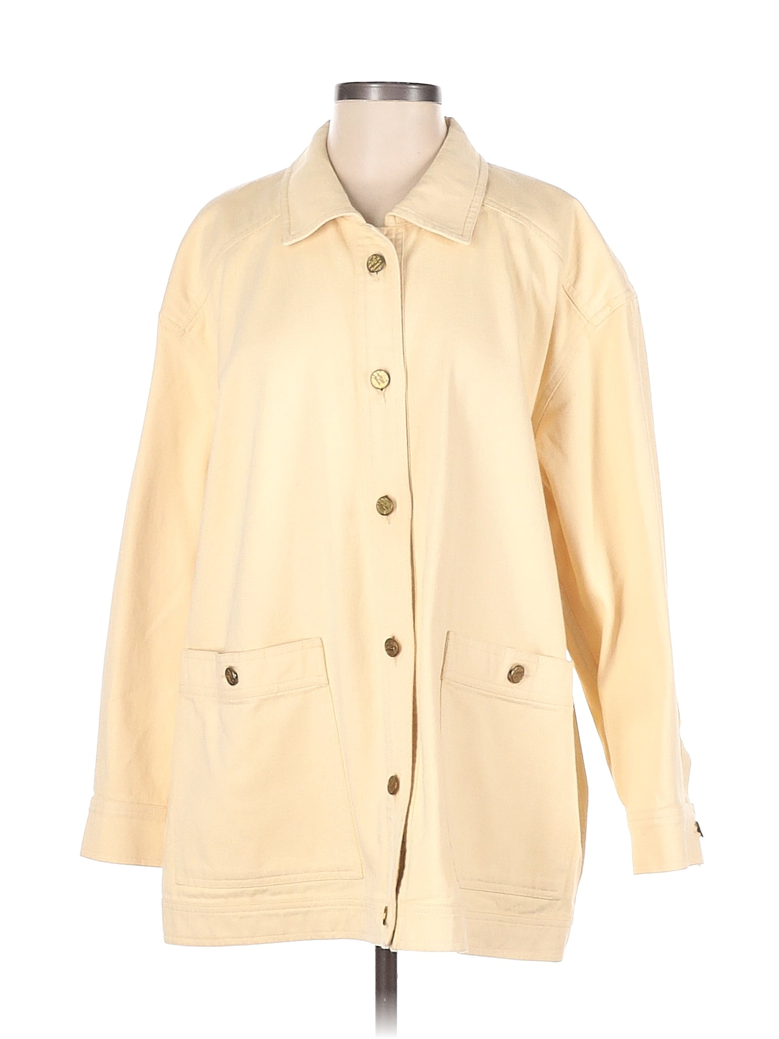 Escada by Margaretha Ley 100% Cotton Solid Yellow Tan Jacket Size 36 ...