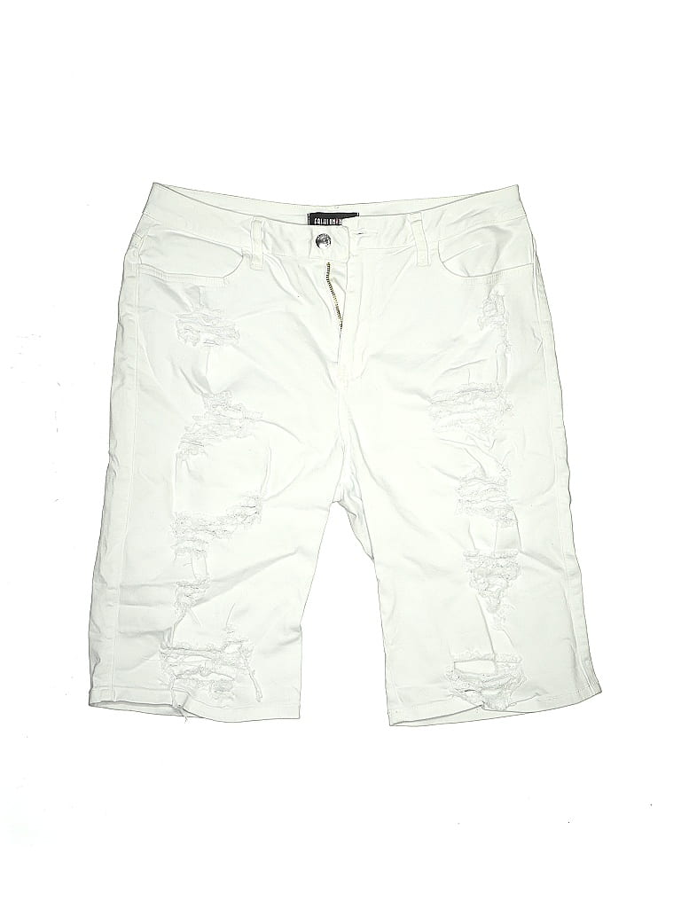 Fashion Nova Solid White Denim Shorts Size L 42 Off Thredup